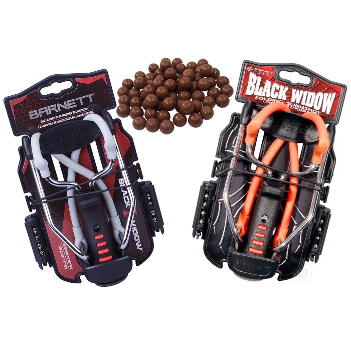 Barnett Red / Grey Black Widow + 10mm Clay Mud Balls Slingshot Catapult ...